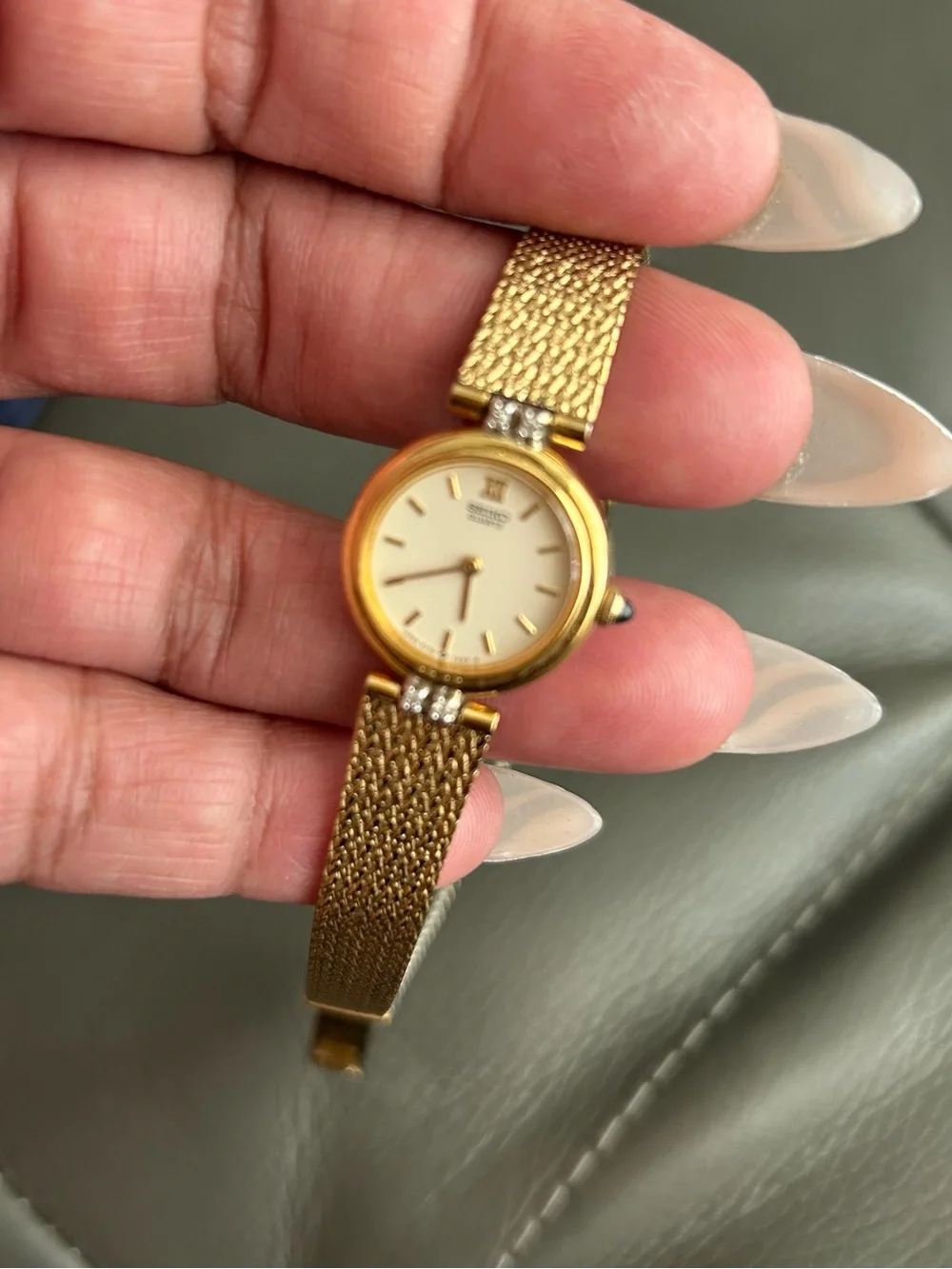 Seiko | Accessories | Vintage Seiko Goldtone Four Diamond Bezel Dainty ...